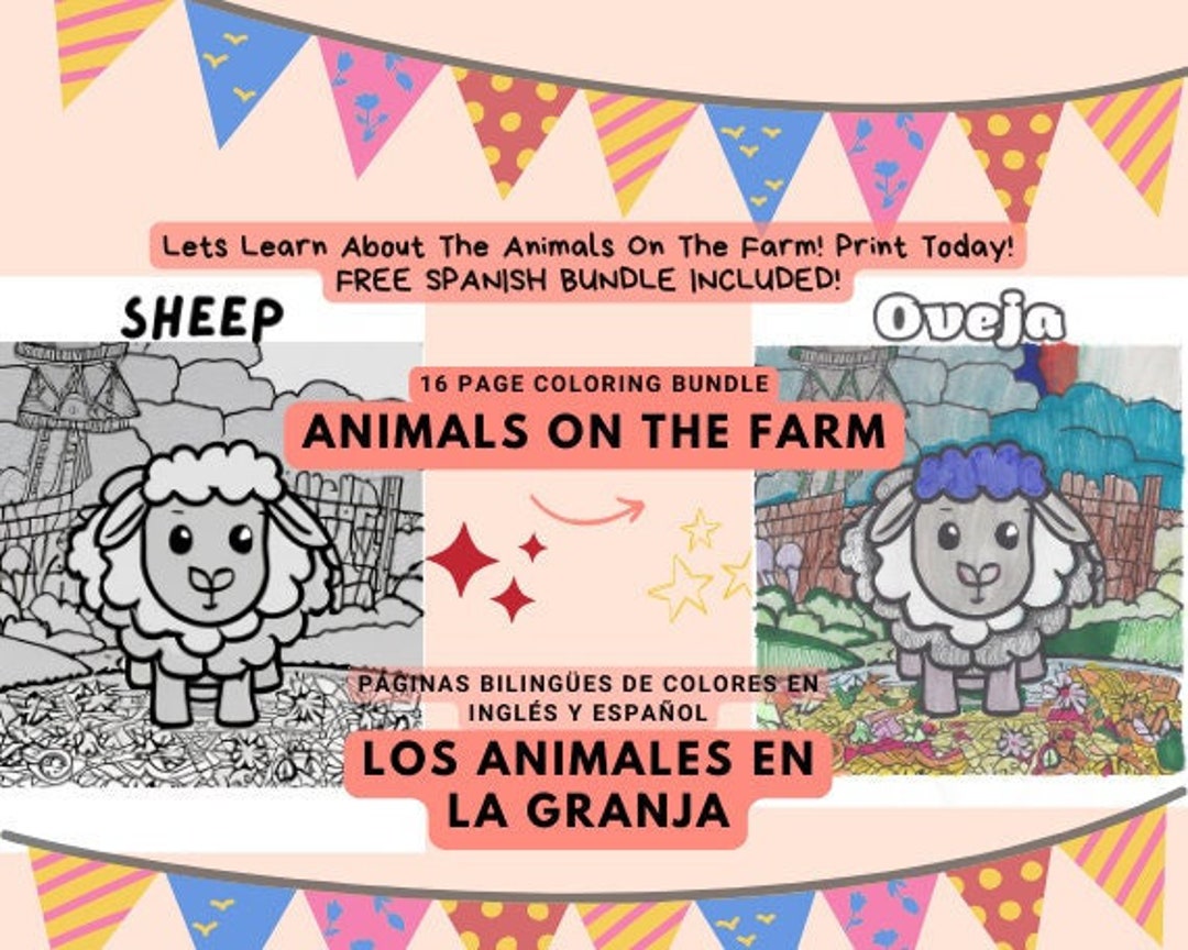 16 Page Spanish-english Printable Coloring Book Bundle: - Etsy