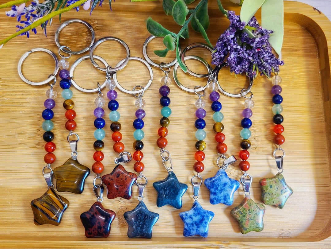 Crystal Star Keychain, Chakra Keychain, Star Keychain, Crystals ...