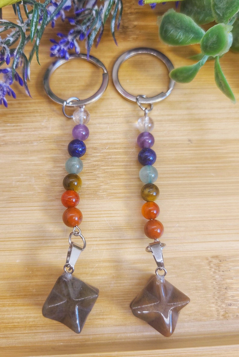 Crystal Merkaba Star Keychain Chakra Keychain Merkaba - Etsy