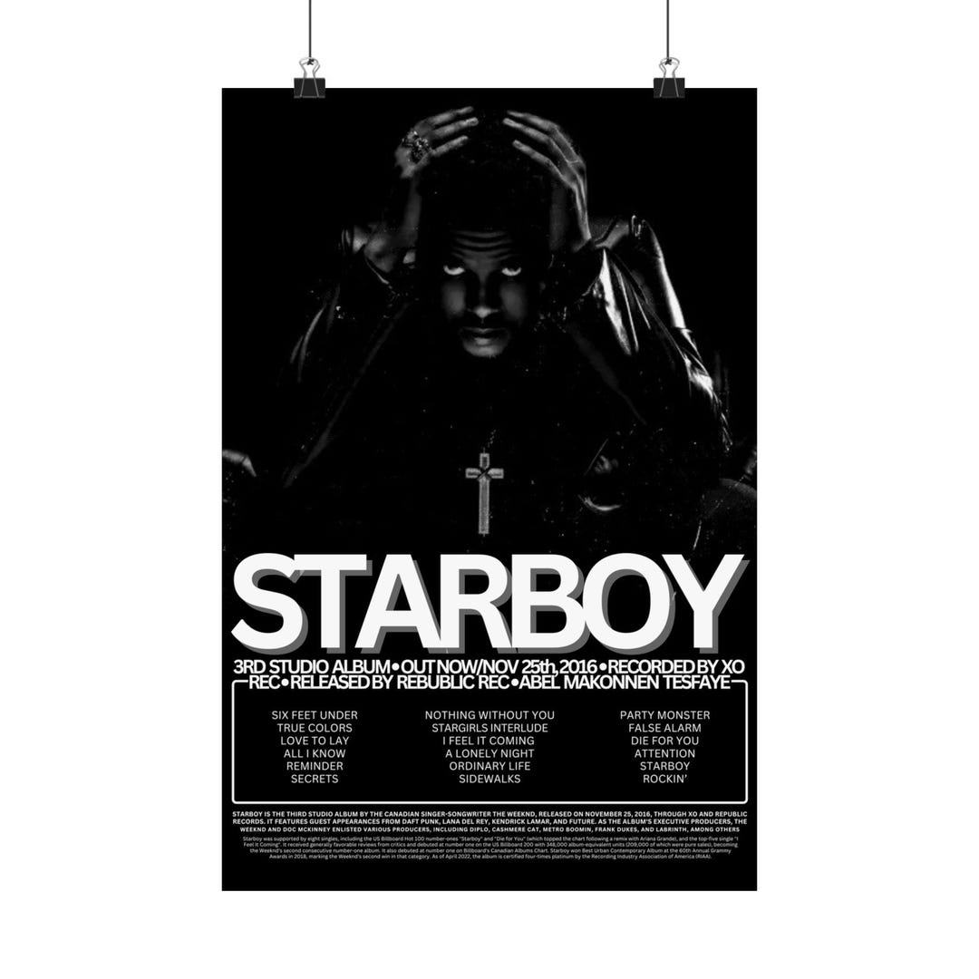 STARBOY: the Weeknd various Sizing Options black Edition - Etsy UK