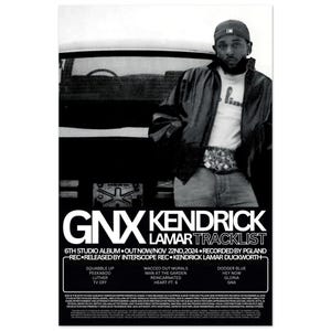 GNX: Kendrick Lamar Poster (various Sizing Options) *black Edition* - Etsy