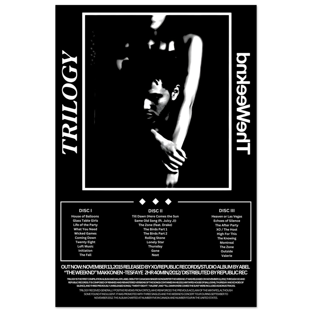 TRILOGY: the Weeknd Poster (various Sizing Options) *black Edition* - Etsy
