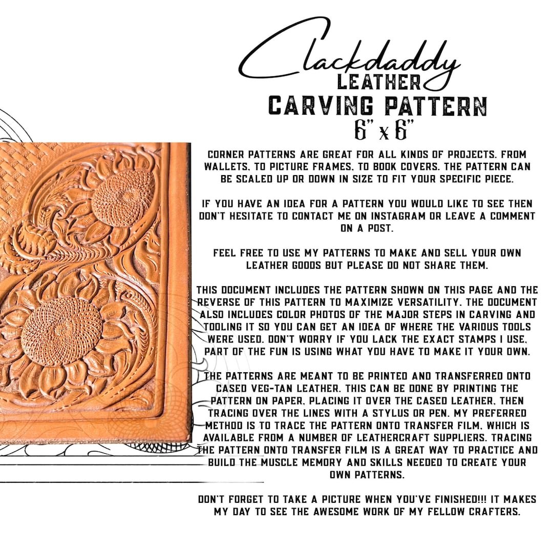 Sheridan Sunflower Corner Carving and Tooling Pattern - Etsy