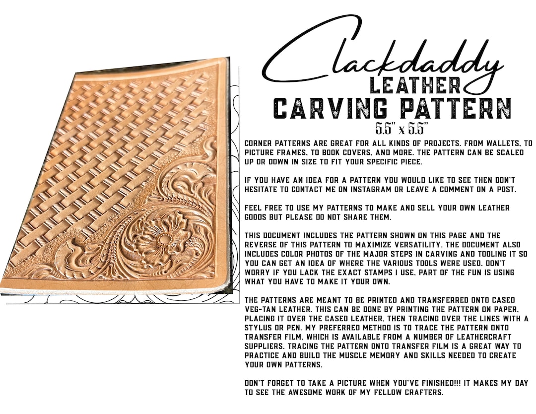 Leather Carving Pattern - Sheridan Style Corner 5x5 - Etsy