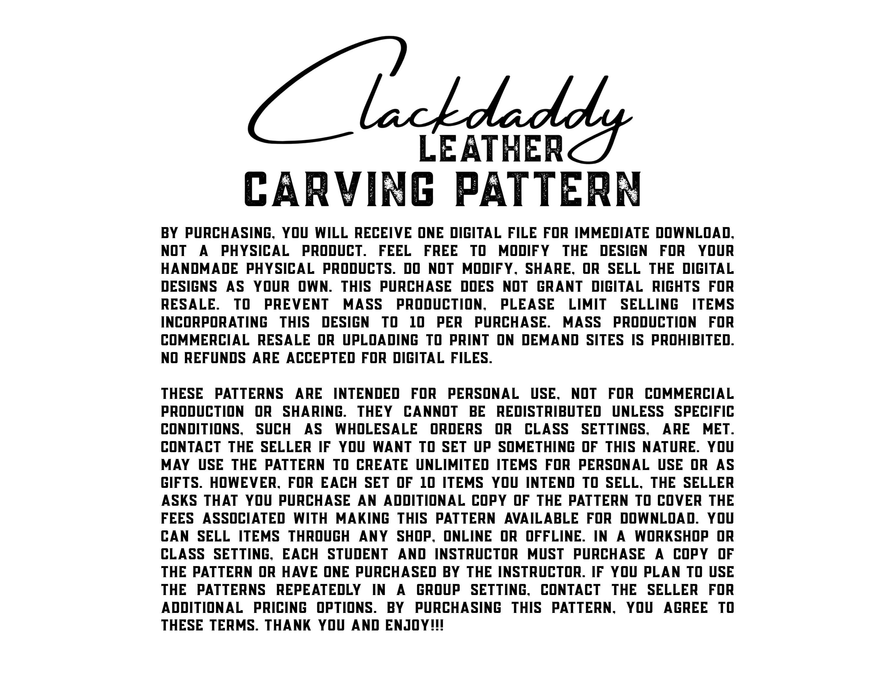 Leather Carving Pattern - Sheridan Style 3 - Roper, Biker, Checkbook ...