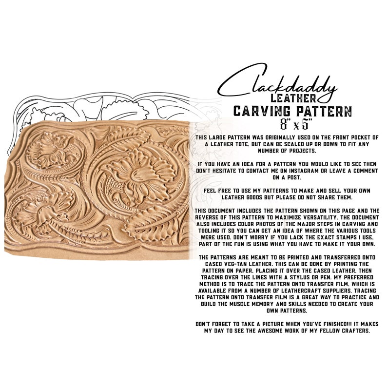 Sheridan Style 8x5 Carving and Tooling Pattern - Etsy