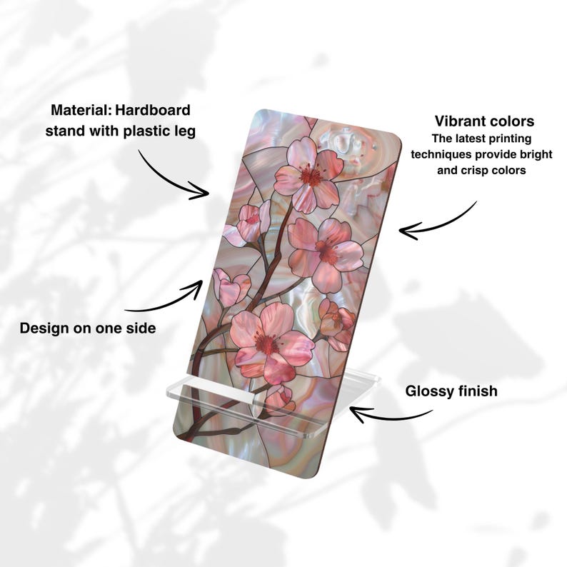 Pink Cherry Blossom Sakura Floral PRINTED Smartphone Stand, Chic Phone ...
