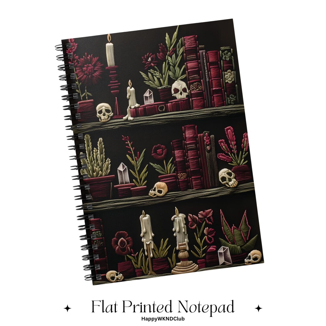 Dark Academia Journal, Gothic Bookshelf, Skull Notebook. Witchy ...