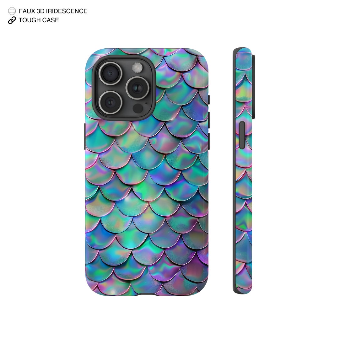 Mermaid Fin Skin Scales Tough Case Vibrant Faux 3D Iridescence ...