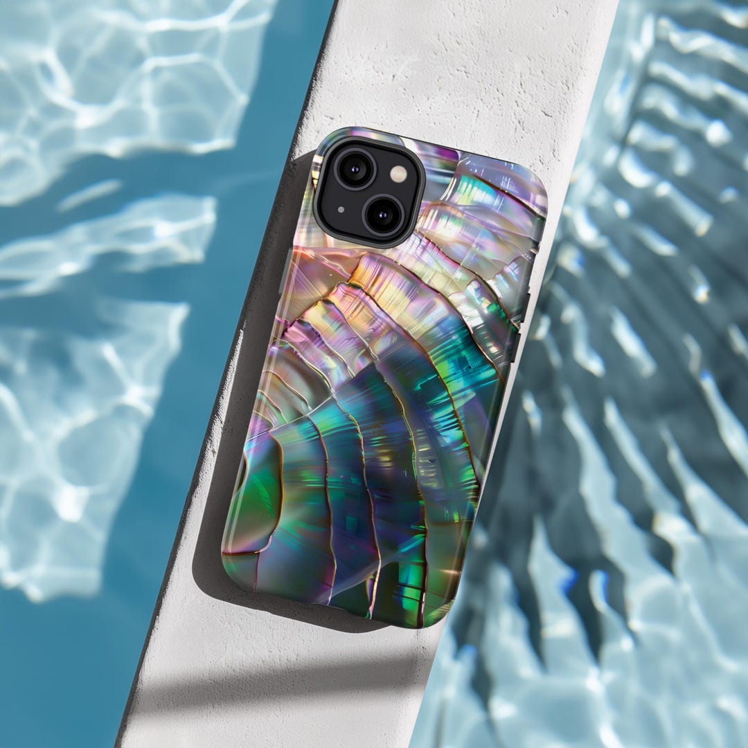 Seashell Iridescent Illusion Print Tough Phone Case Coastal Seaside ...