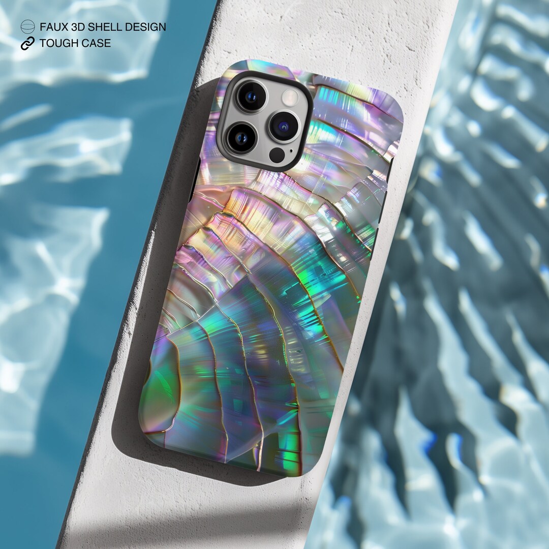 Seashell Iridescent Illusion Print Tough Phone Case Coastal Seaside ...