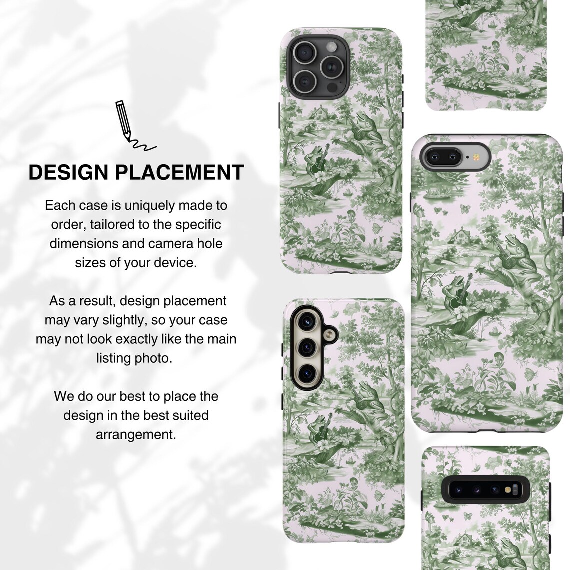 Vintage Style Victorian Toile De Jouy Frog Pattern Tough Phone Case ...