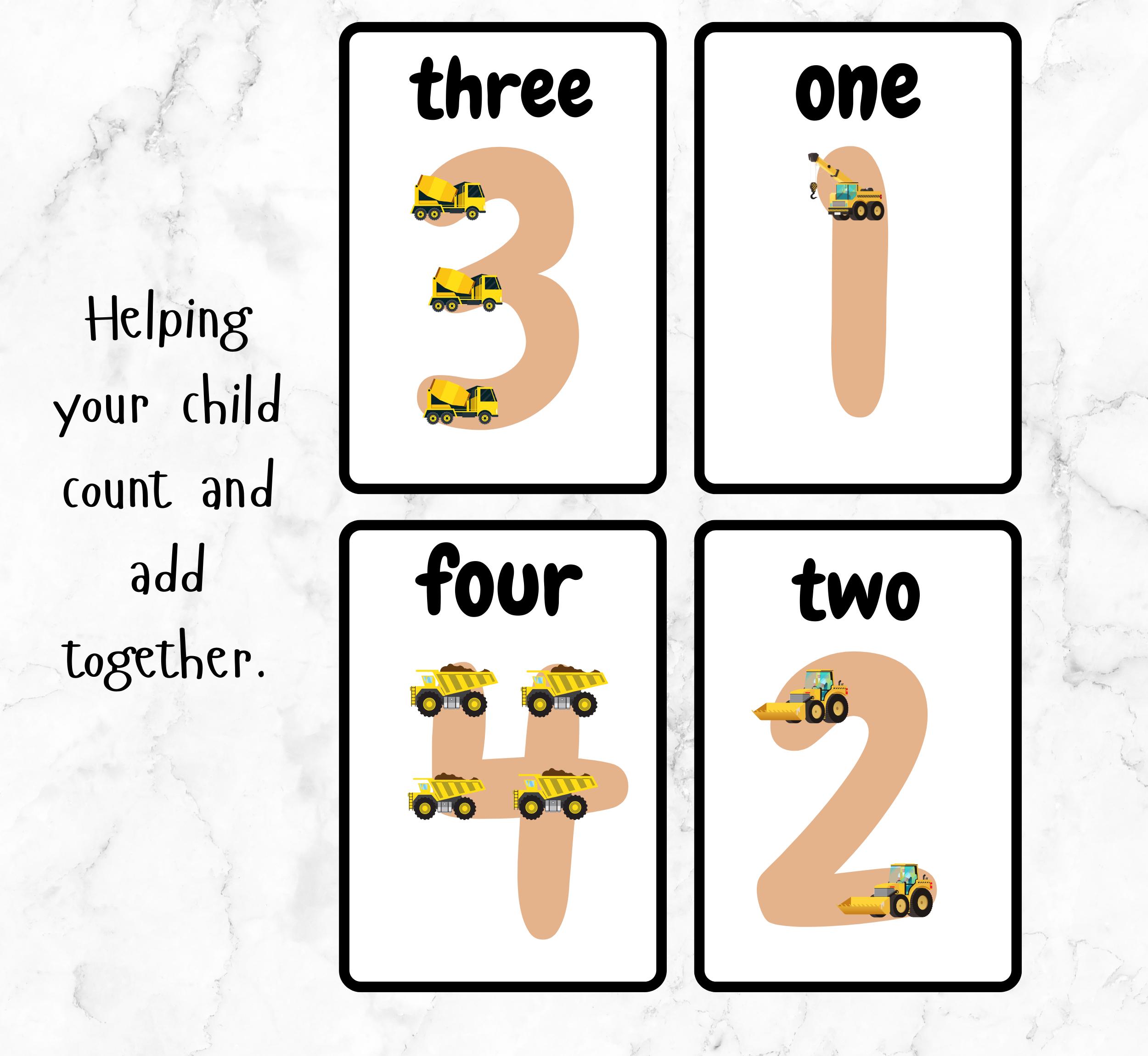 Counting Number Flashcards, Kindergarten Math, Adding, Preschool ...