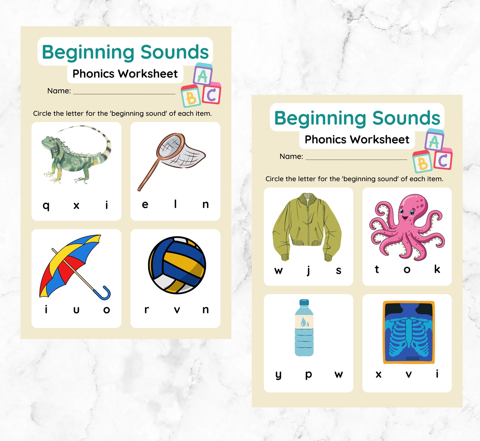 Printable Beginning Sounds Worksheets Phonics and Literacy - Etsy