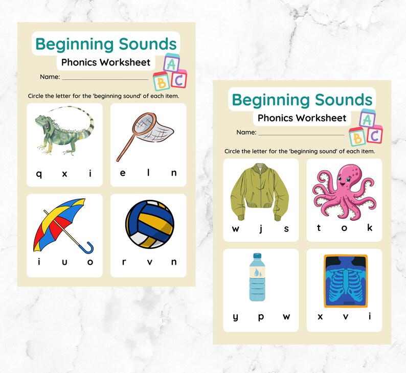 Printable Beginning Sounds Worksheets Phonics and Literacy - Etsy