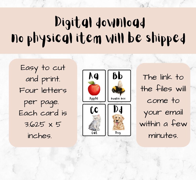 ABC Flash Cards, Educational Cards, Preschool, A-Z Cards, Learn Abcs ...