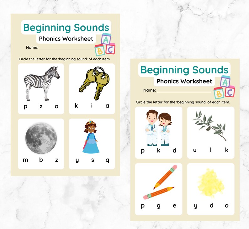 Printable Beginning Sounds Worksheets, Phonics and Literacy, Preschool ...