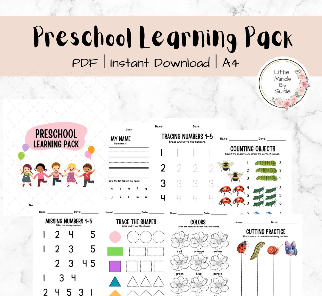 Preschool + Kindergarten Learning Pack | 18 Pages | Activity Worksheets ...