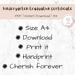 Kindergarten Graduation Certificate, Keepsake, Handprint Art, 2025 Grad ...