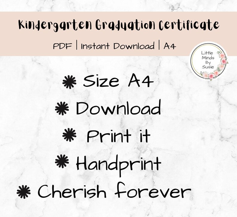 Kindergarten Graduation Certificate, Keepsake, Handprint Art, 2024 Grad ...