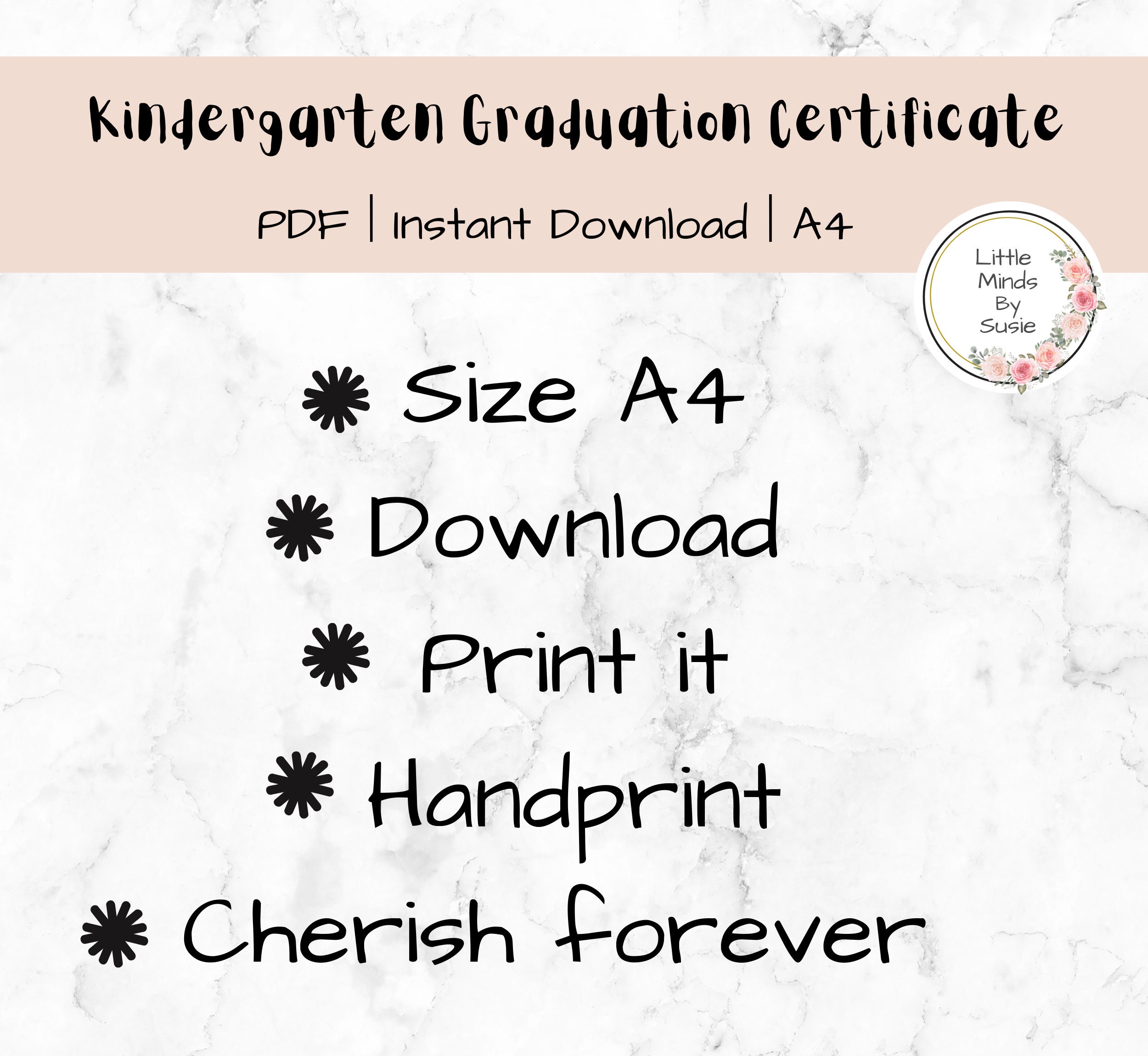 Kindergarten Graduation Certificate, Keepsake, Handprint Art, 2024 Grad ...