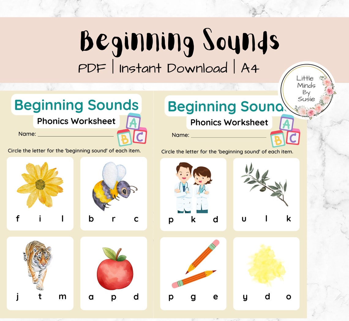 Printable Beginning Sounds Worksheets Phonics and Literacy - Etsy
