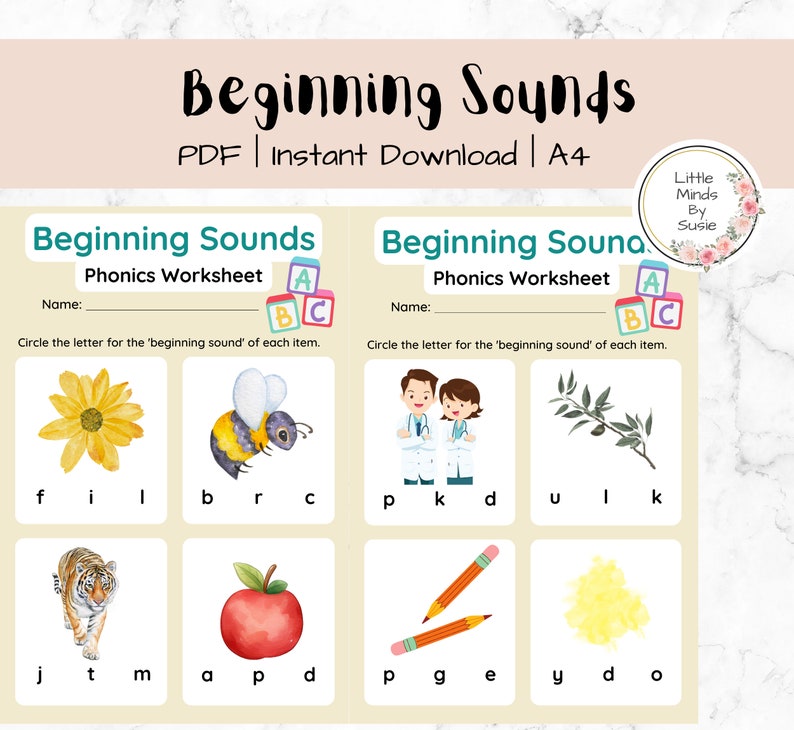 Printable Beginning Sounds Worksheets, Phonics and Literacy, Preschool ...