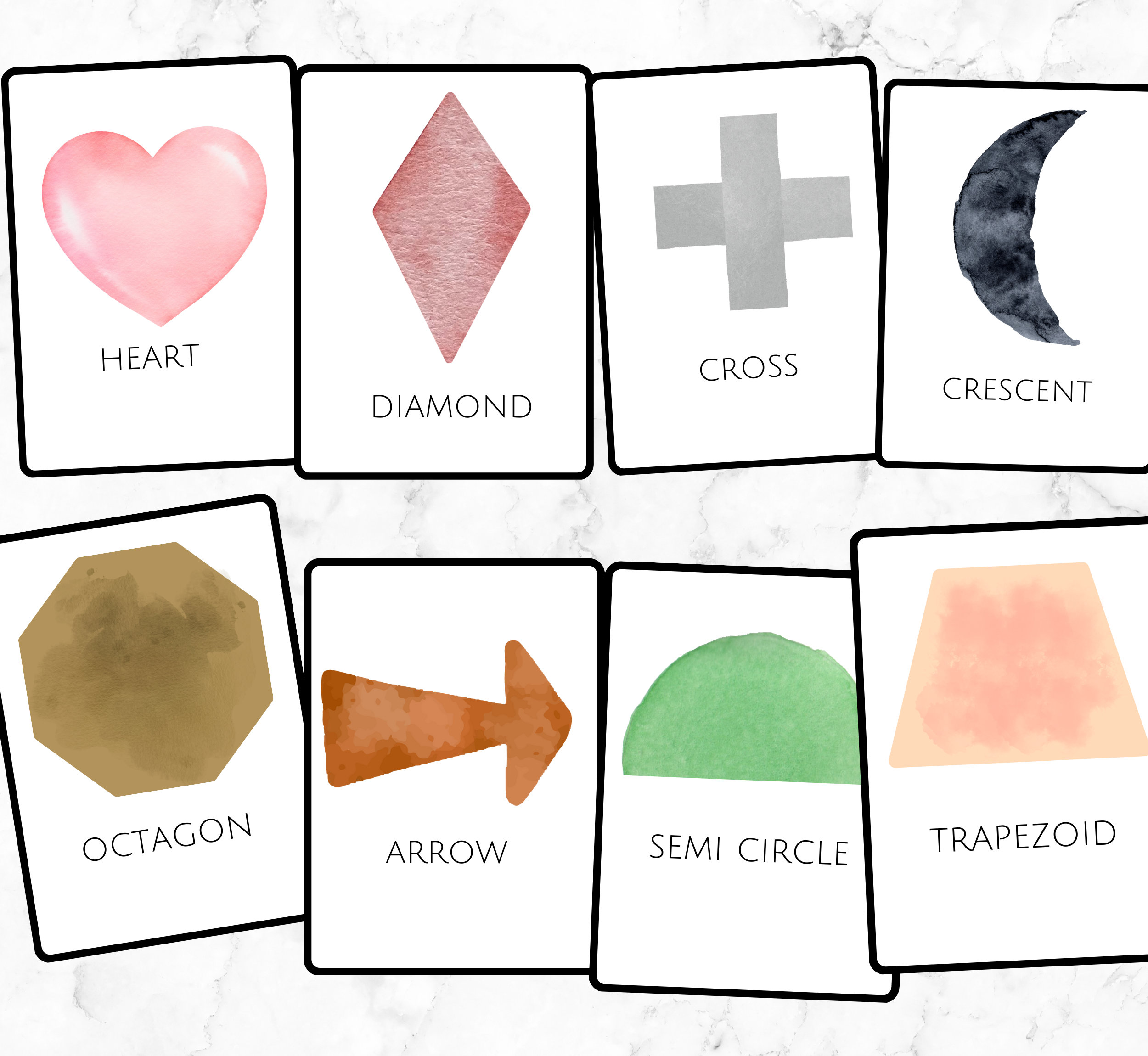 16 Rainbow Shape Flashcards Preschool Materials Homeschooling Printable ...