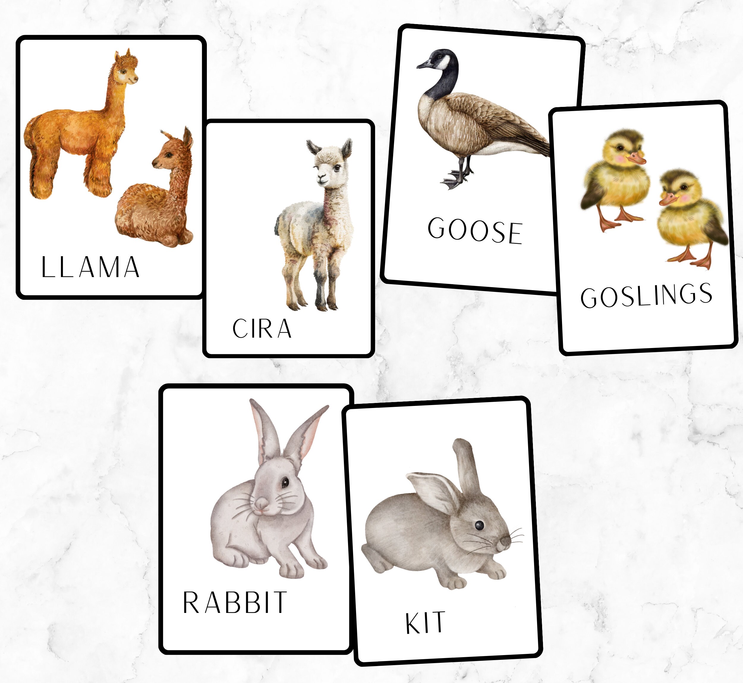 Farm Animals Printable Flashcards, Printable Cards Preschool, Farm ...