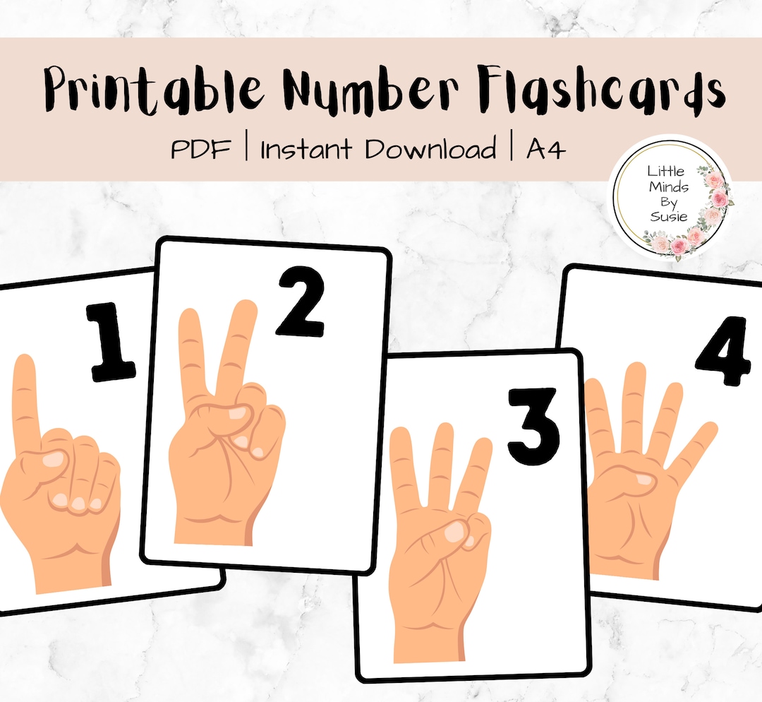 Printable Finger Number Flash Cards, Counting 1-10, Learning ...