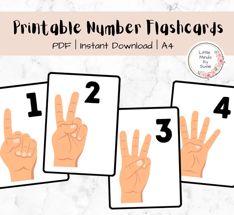 Printable Finger Number Flash Cards, Counting 1-10, Learning ...