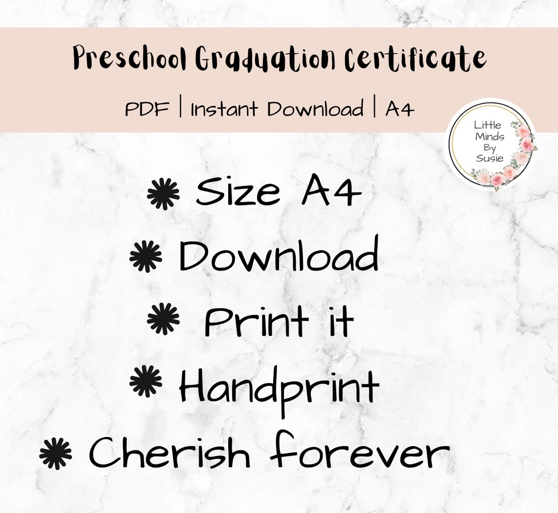 Preschool Graduation Certificate, Preschool Keepsake, Handprint Art ...