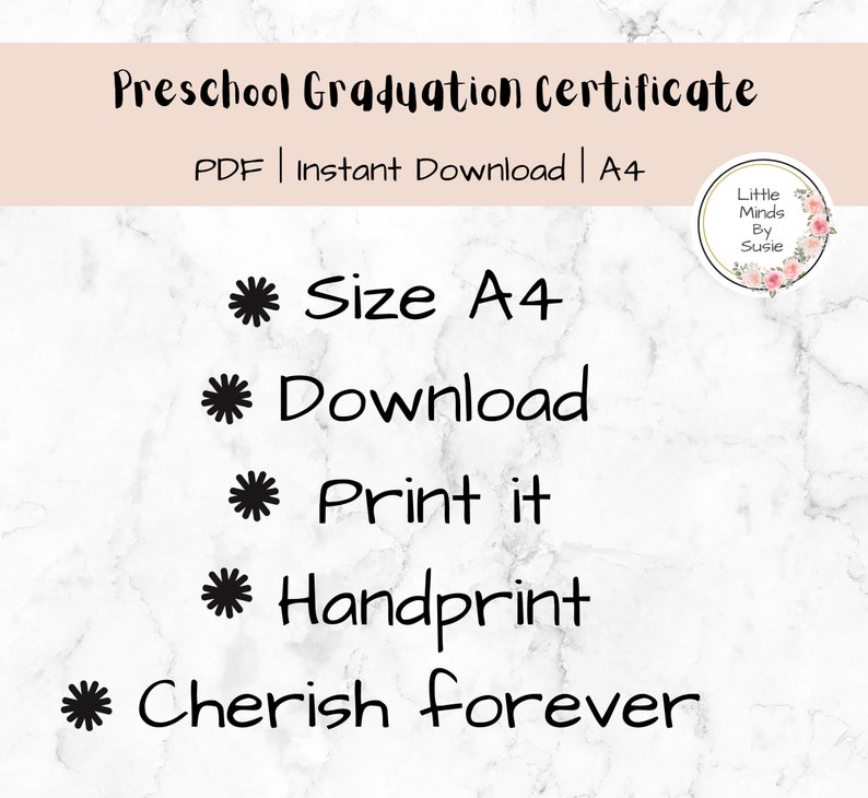 Preschool Graduation Certificate, Preschool Keepsake, Handprint Art ...