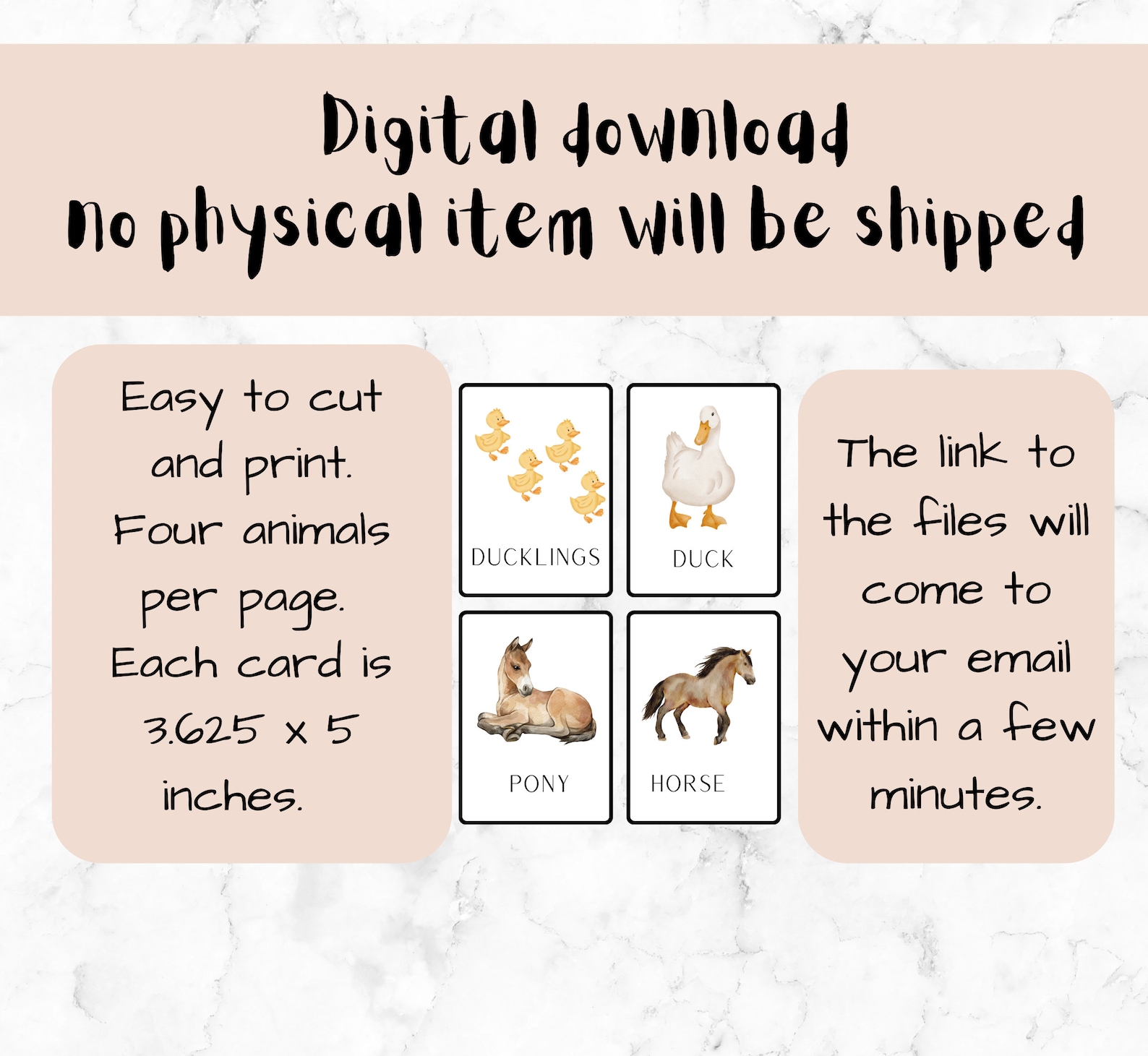 Farm Animals Printable Flashcards, Printable Cards Preschool, Farm ...