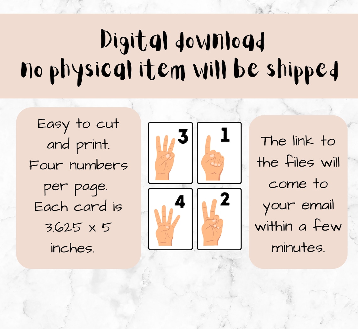 Printable Finger Number Flash Cards Counting 1-10 Learning - Etsy Canada