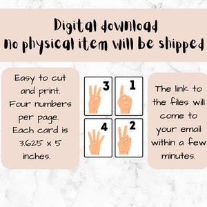 Printable Finger Number Flash Cards, Counting 1-10, Learning ...