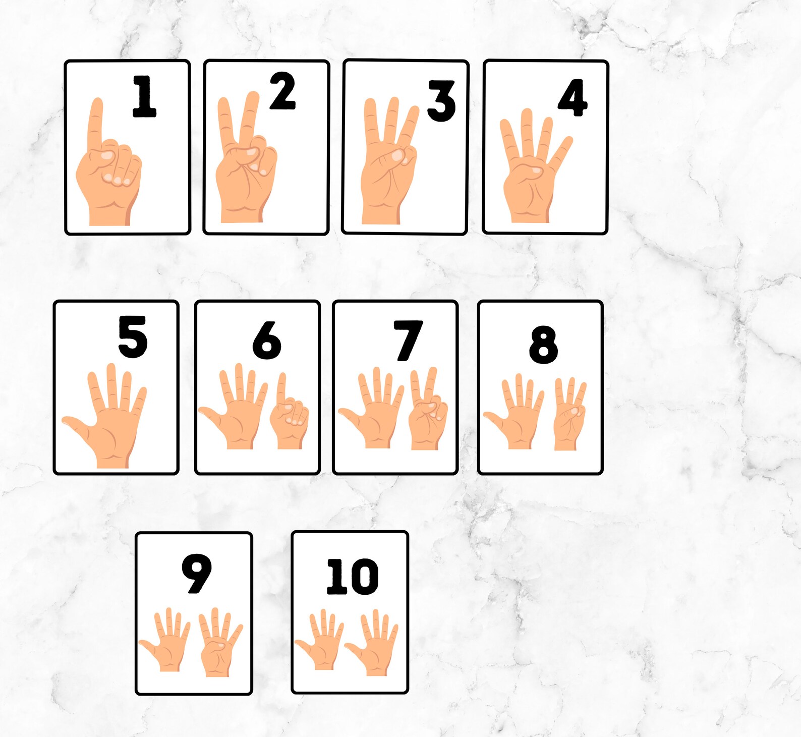 Printable Finger Number Flash Cards Counting 1-10 Learning - Etsy Canada