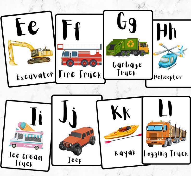 Printable Transportation ABC Flashcards, Preschool, Homeschool ...