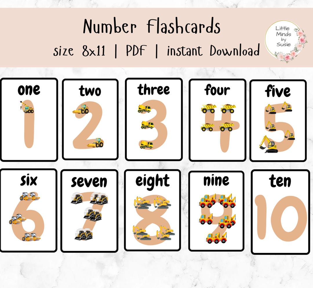 Counting Number Flashcards, Kindergarten Math, Adding, Preschool ...