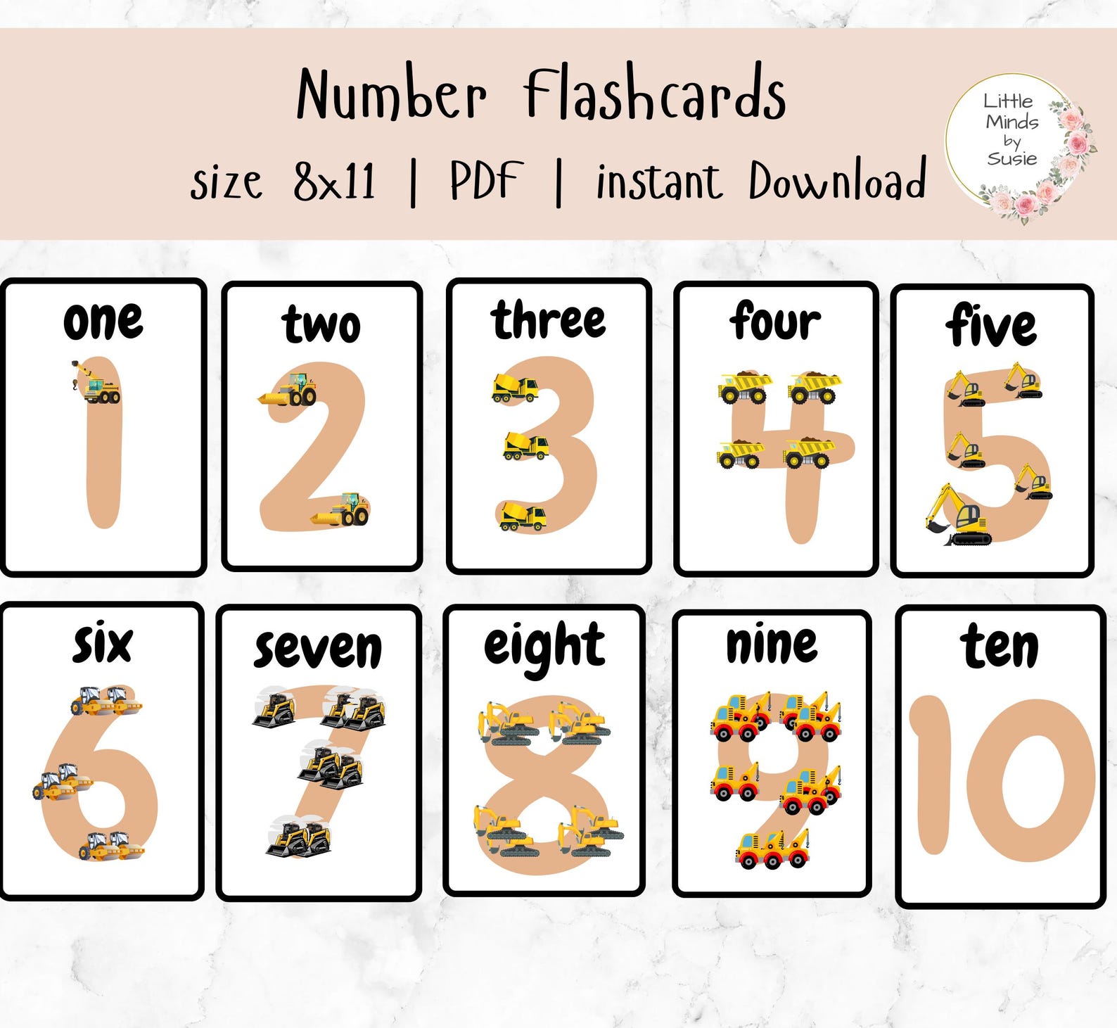 Counting Number Flashcards, Kindergarten Math, Adding, Preschool ...