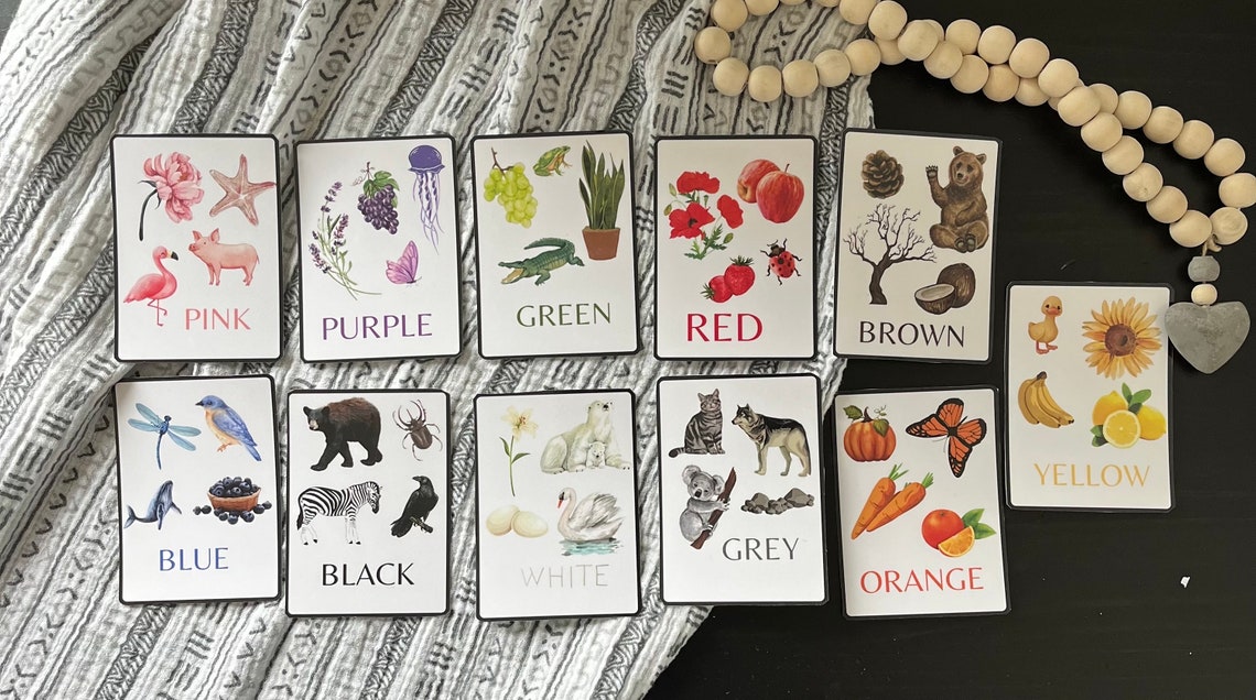 Nature Themed Color Flashcards Preschool Kindergarten - Etsy