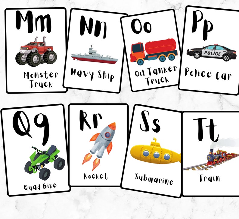 Printable Transportation ABC Flashcards, Preschool, Homeschool ...