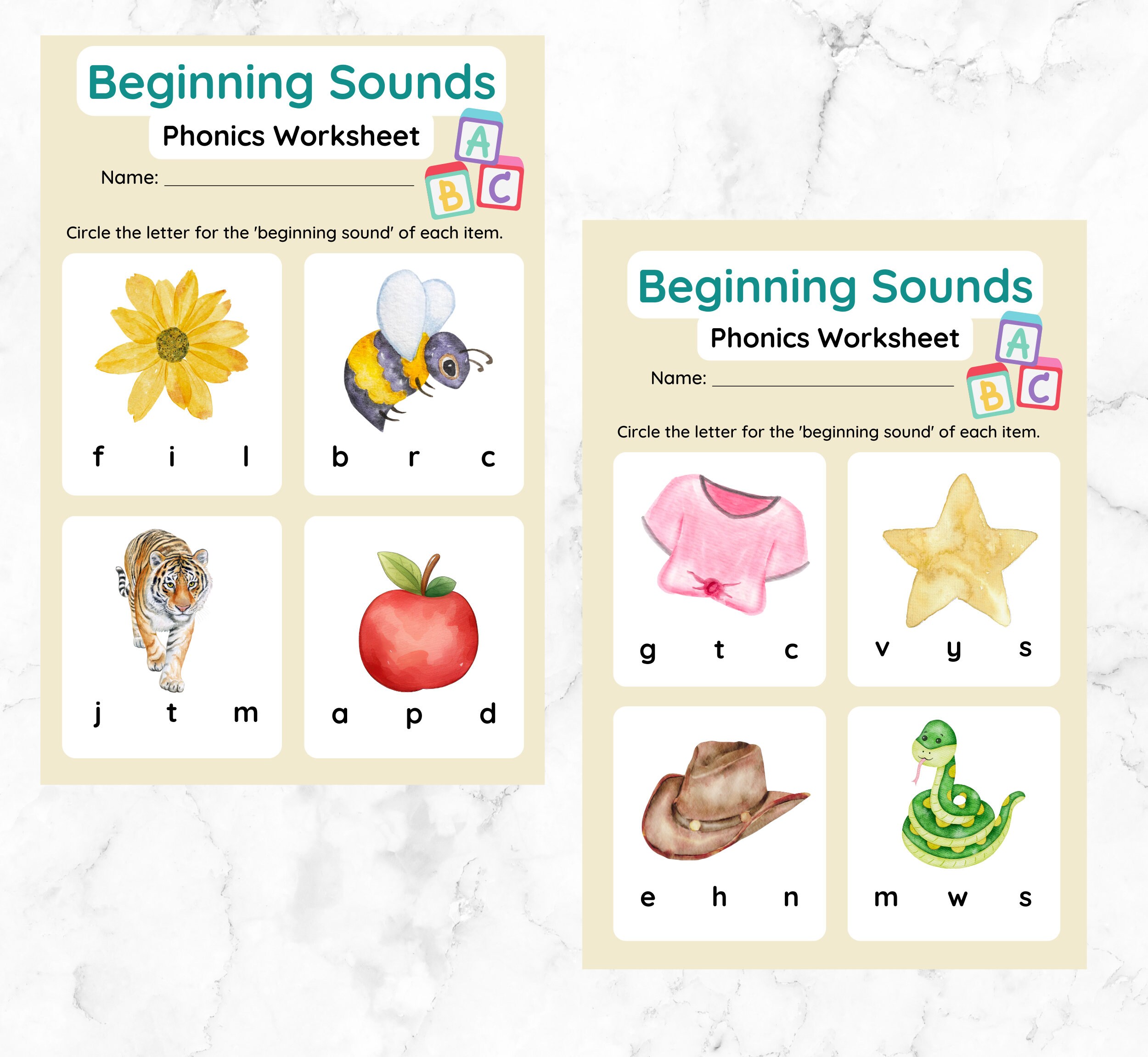 Printable Beginning Sounds Worksheets, Phonics and Literacy, Preschool ...
