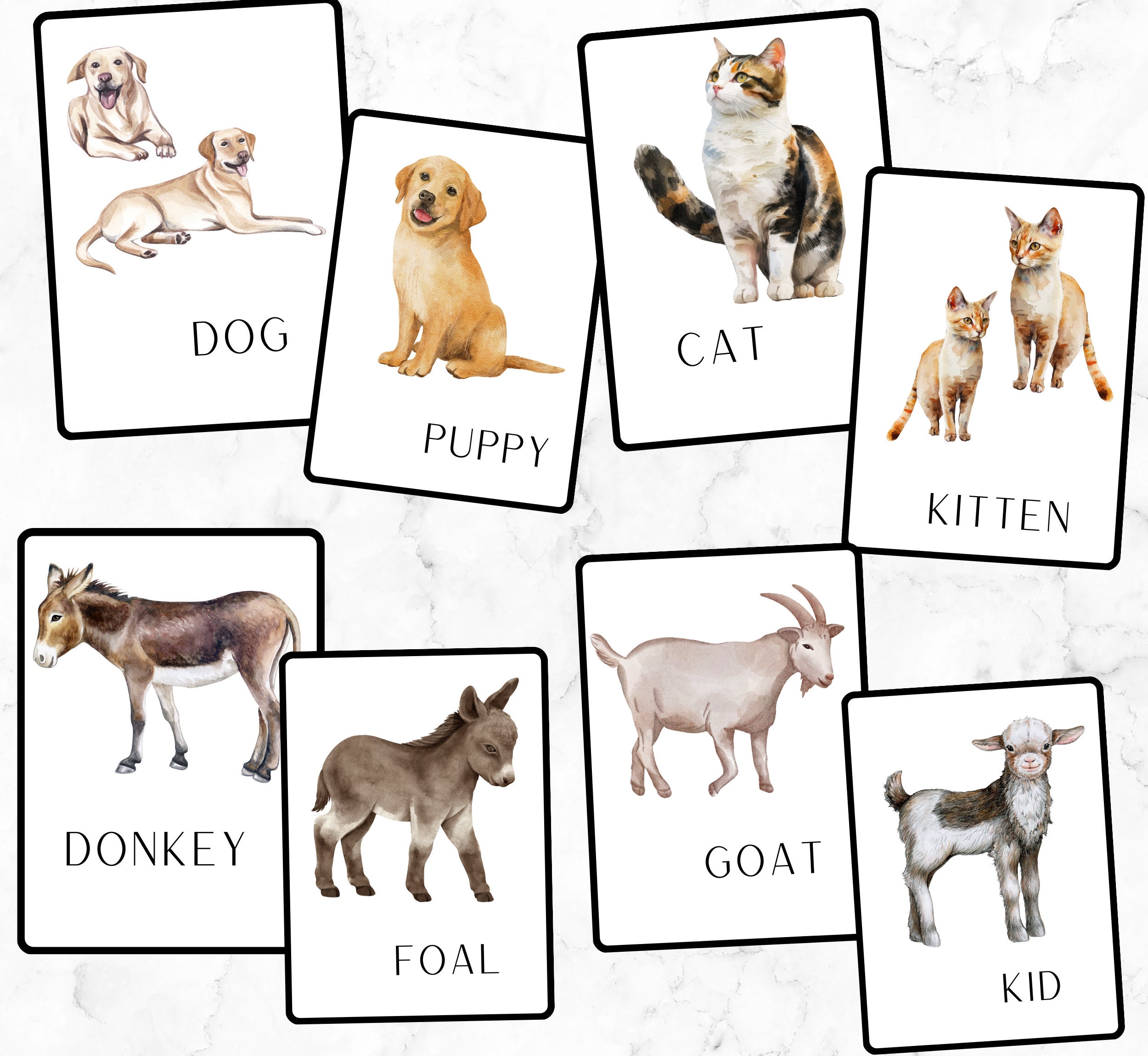 Farm Animals Printable Flashcards, Printable Cards Preschool, Farm ...