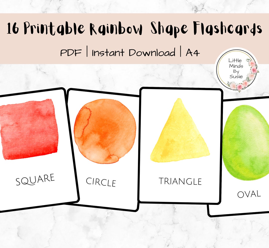 16 Rainbow Shape Flashcards | Preschool Materials | Homeschooling ...