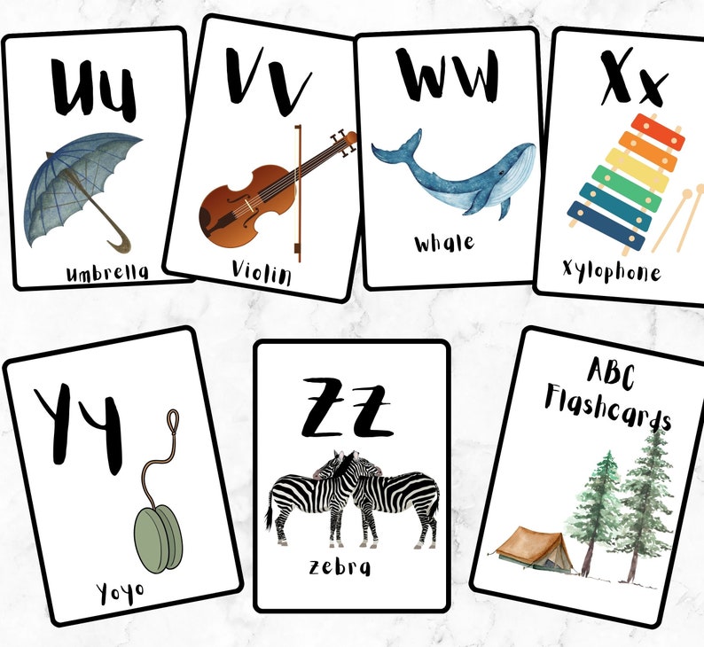 ABC Flash Cards, Educational Cards, Preschool, A-Z Cards, Learn Abcs ...