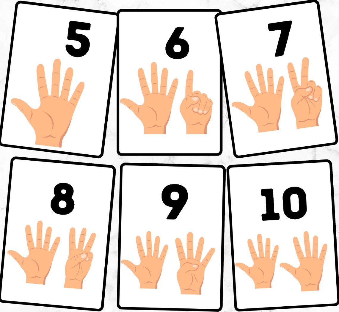Printable Finger Number Flash Cards, Counting 1-10, Learning ...