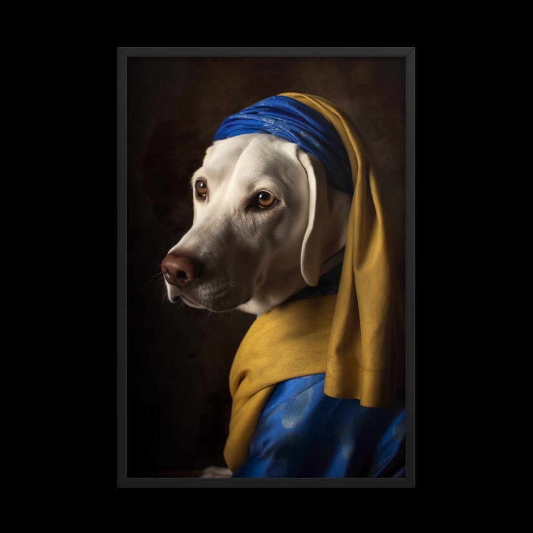 A Painting Print of A Regal-looking Labrador Retriever in the Style of ...