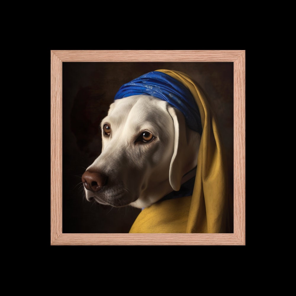 A Painting Print of A Regal-looking Labrador Retriever in the Style of ...