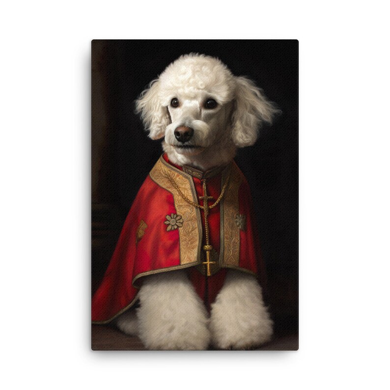 Realistic Oil Painting Portrait Print of A Poodle Dressed as the Pope ...